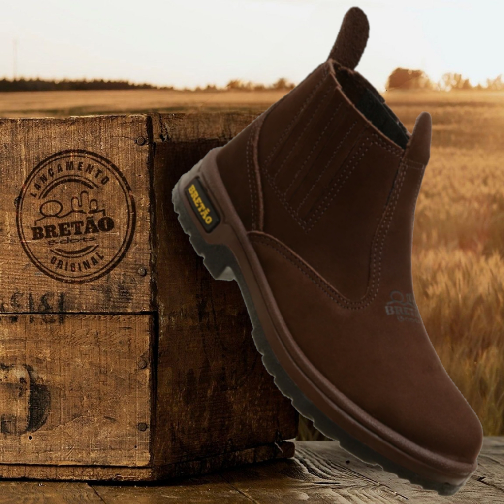 Botina Couro Masculina Lançamento Bretão Boots Conforto Dia a Dia ...