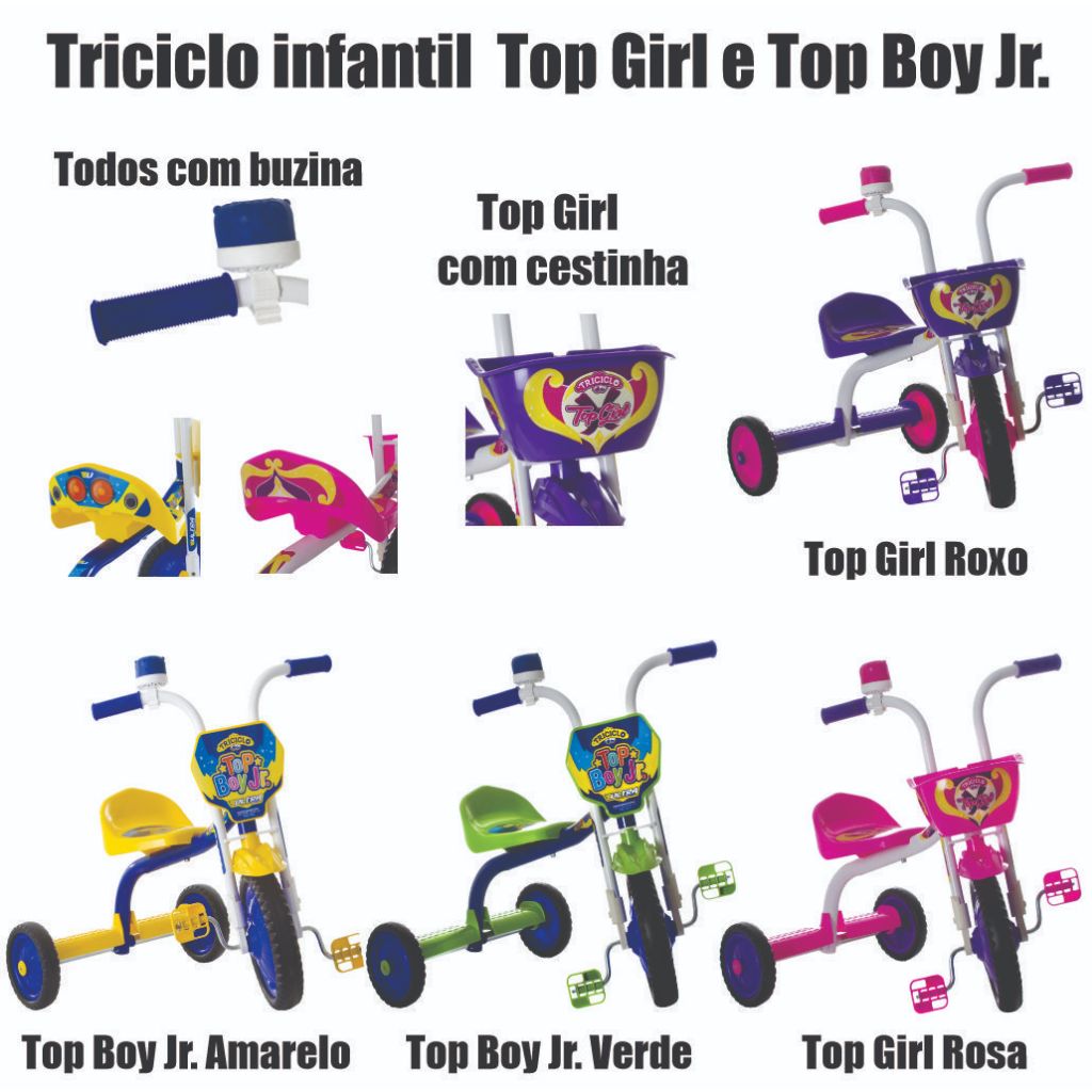 Triciclo motoquinha velotrol Infantil Ultra Bikes Top Boy Jr roda Em ...