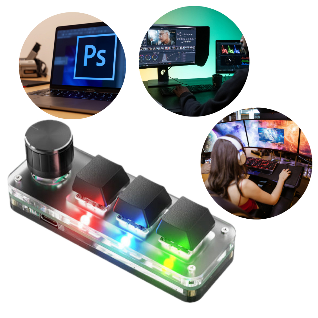 Macropad RGB 3 Teclas - Teclado Mecânico Mini Programável para Jogos e ...