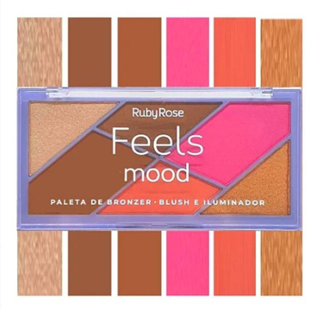 Paleta De Bronzer Blush e Iluminador Feels Mood - Ruby Rose | Shopee Brasil