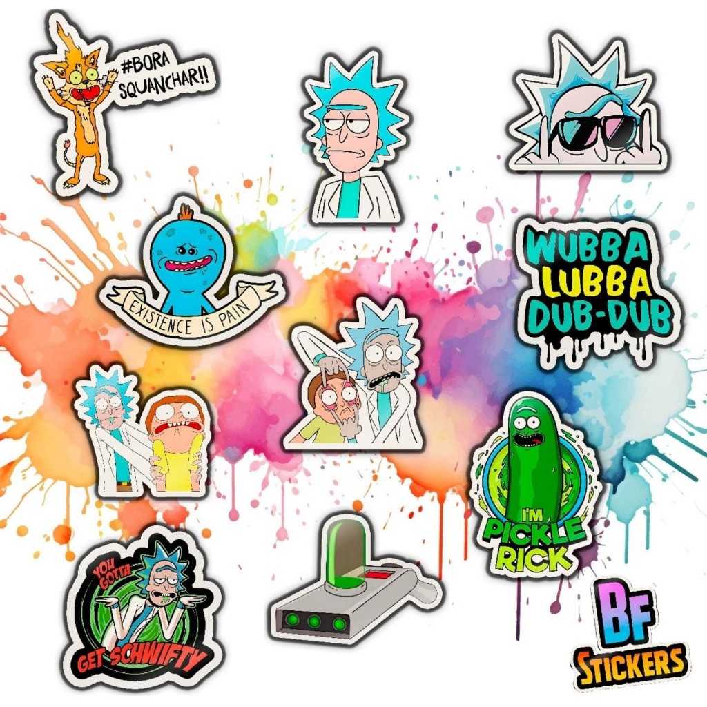 Pack Stickers Adesivos Premium Vinil Rick and Morty / Cartoons Desenho ...