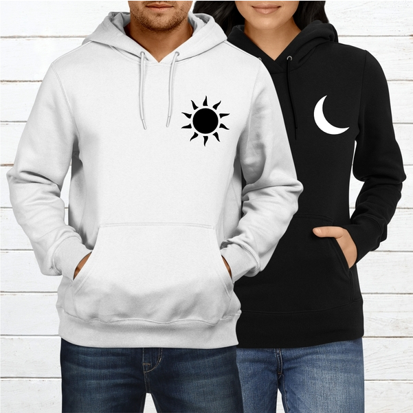 Kit Pack 02 Moletom Amigos Casal Dia dos Namorados Sol e Lua - Sun and Moon - Dia e Noite ...