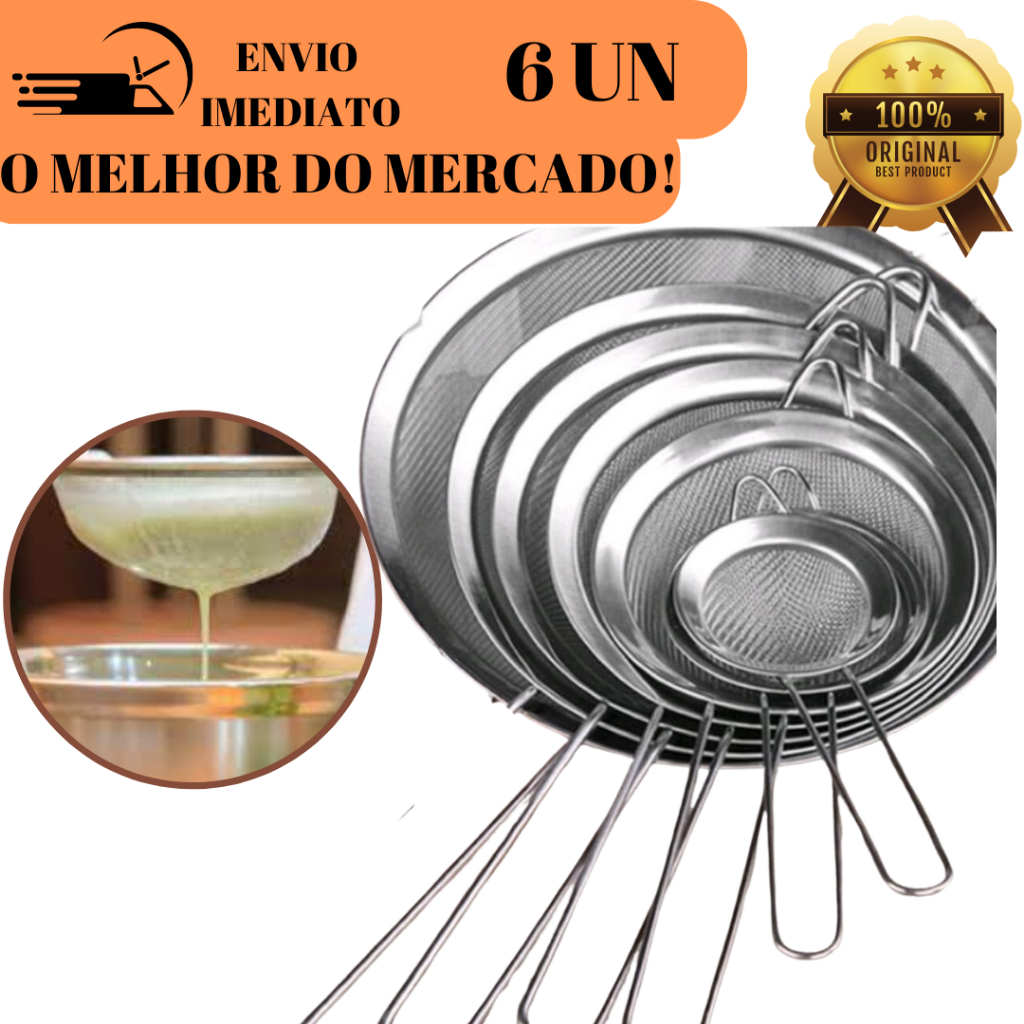 Kit 06 Peneira Coador Em Inox Para Cozinhas Bares E Restaurantes ...