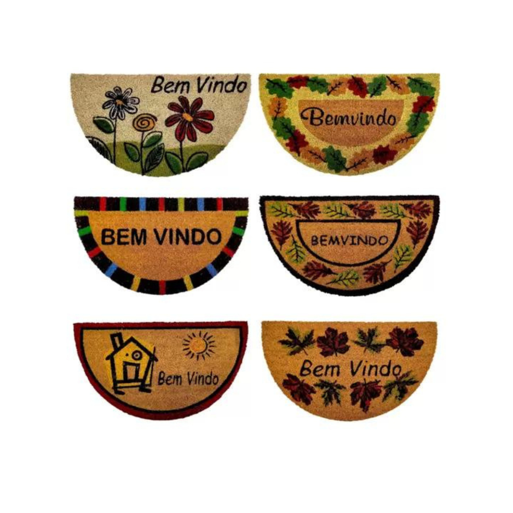 Tapete Capacho Meia Lua Fibra de Coco - Escorrega o Preço