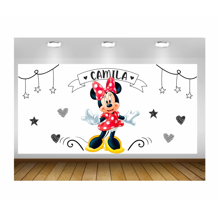 Painel de Festa Minnie Mouse Painel Minnie Vermelha Painel Disney ...