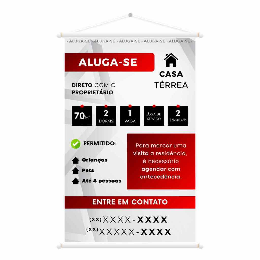 Banner Aluga-se Casa - 60x90cm | Shopee Brasil