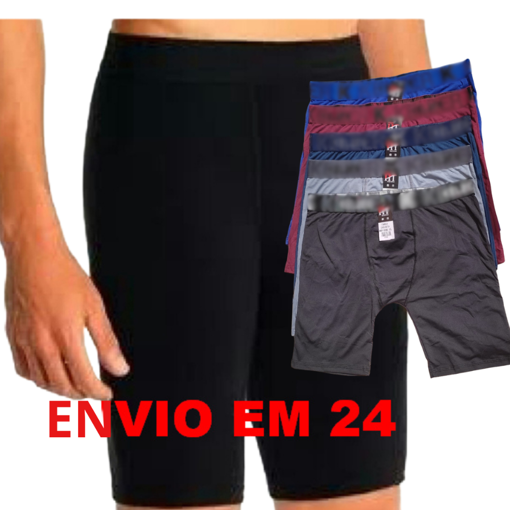 Kit c/ 5 Cueca Box Microfibra Masculina Ciclista Adulto Cuecas Boxer ...