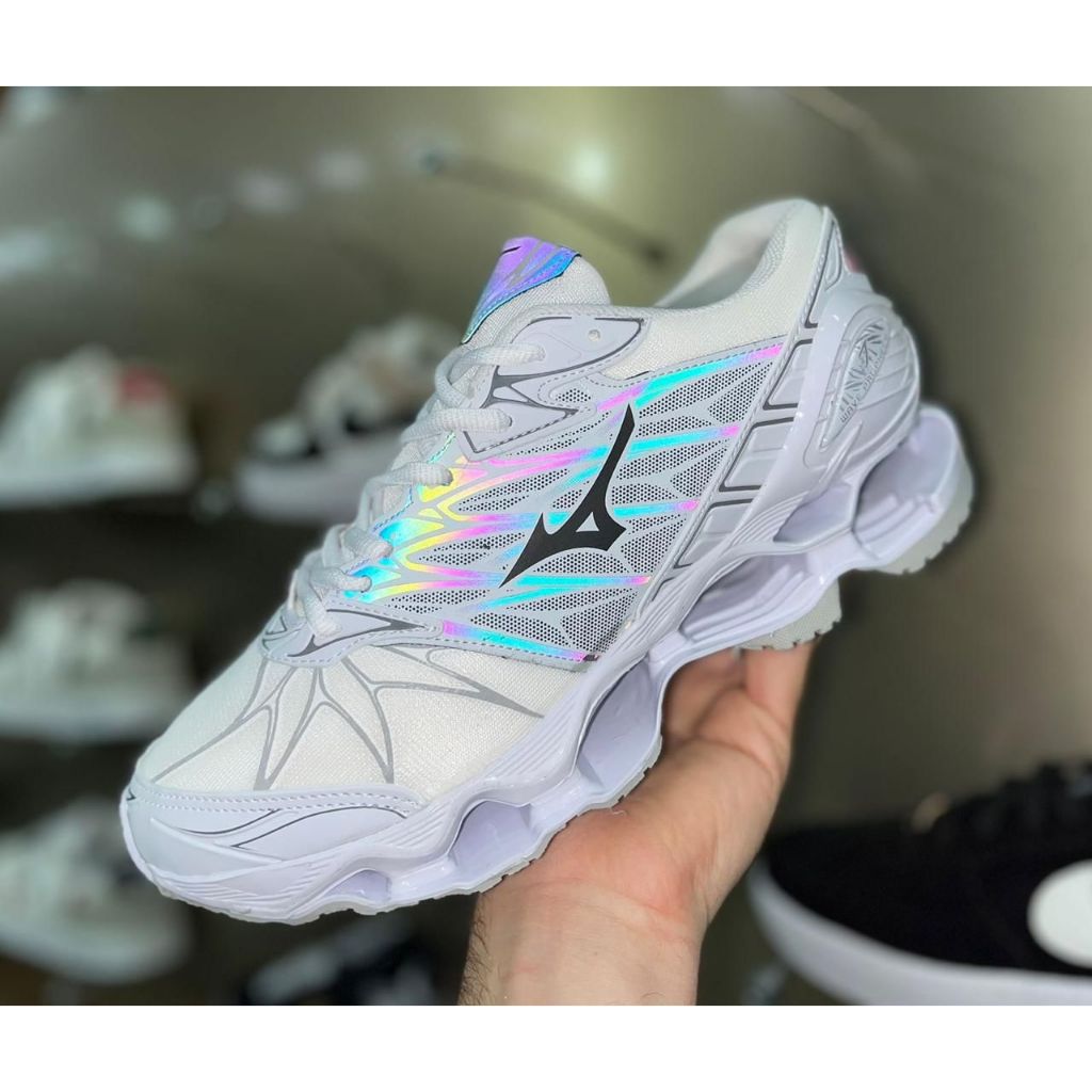 Tenis Mizuno Wave Prophecy 7 unisex camaleão super confortavel e lindo chave do role branco ...