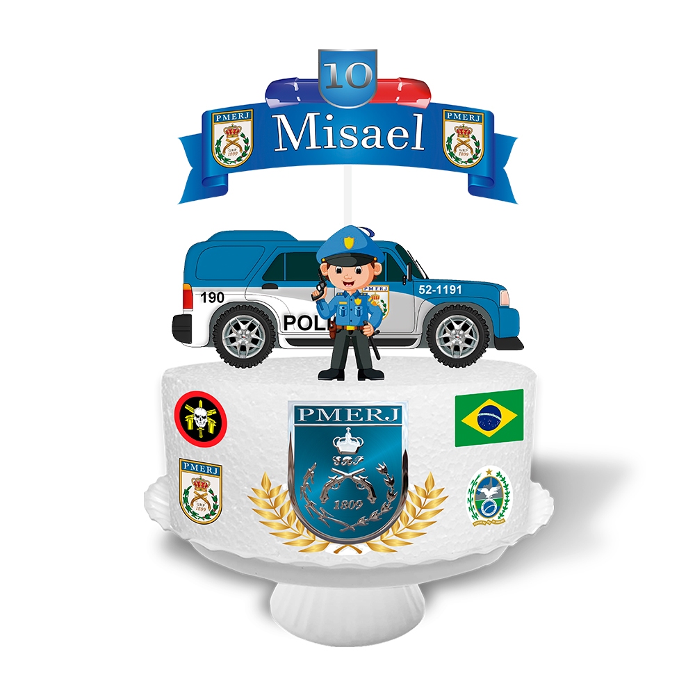 Topo Topper de Bolo Policia | Shopee Brasil