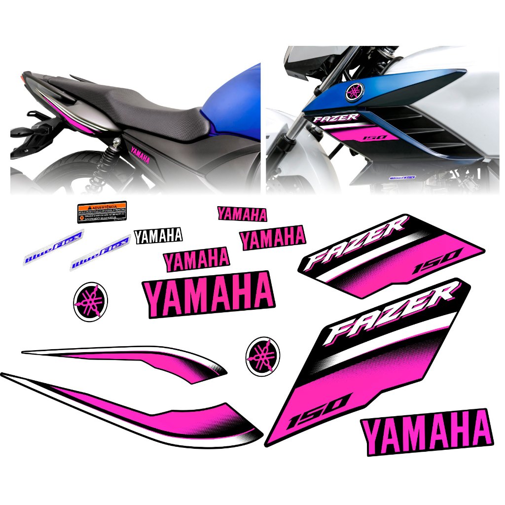 Kit adesivo completos Yamaha Fazer 150 varias cores/ Feminino menina ...