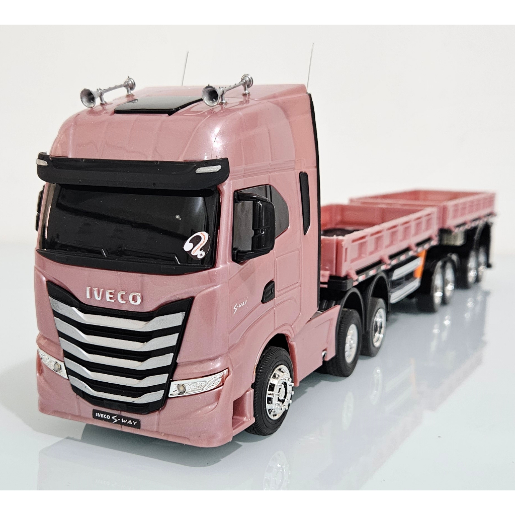 CAMINHAO DE CONTROLE REMOTO IVECO S-WAY COM CARRETA BITREM ROSE GOLD ...