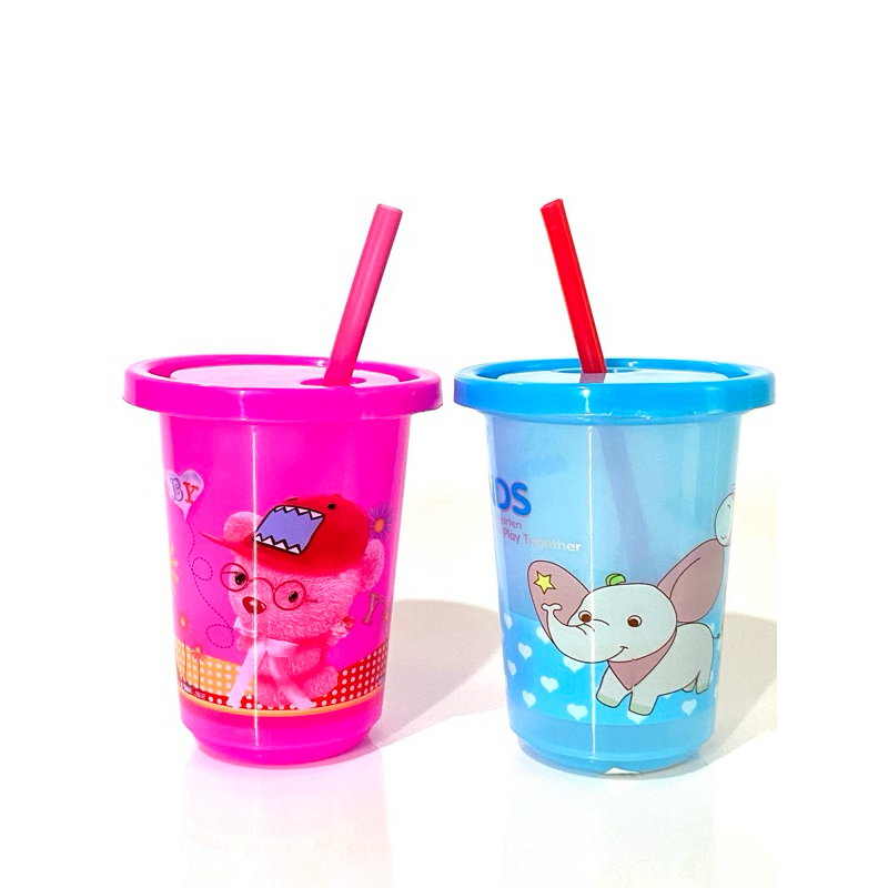 Copo Infantil com canudo 300ML | Shopee Brasil