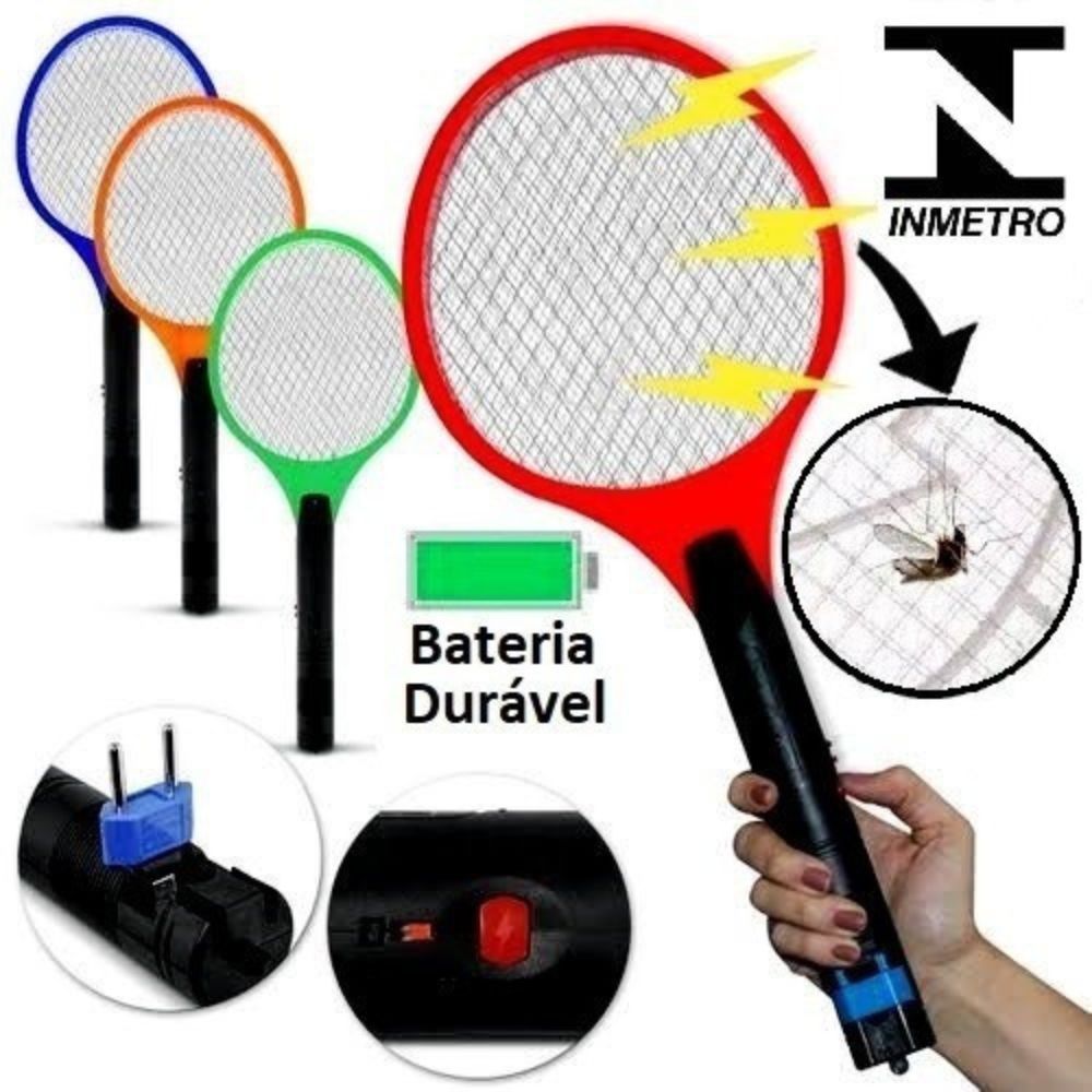 Raquete Elétrica Mata Insetos Pernilongo Mosquito Muriçoca Recarregável ...