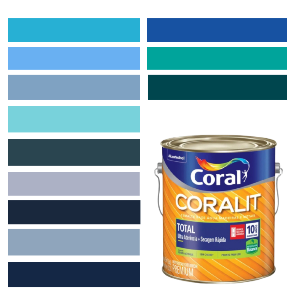 Tinta Esmalte Sintético Base Água Cor Azul 3,2L Coral Coralit Total ...