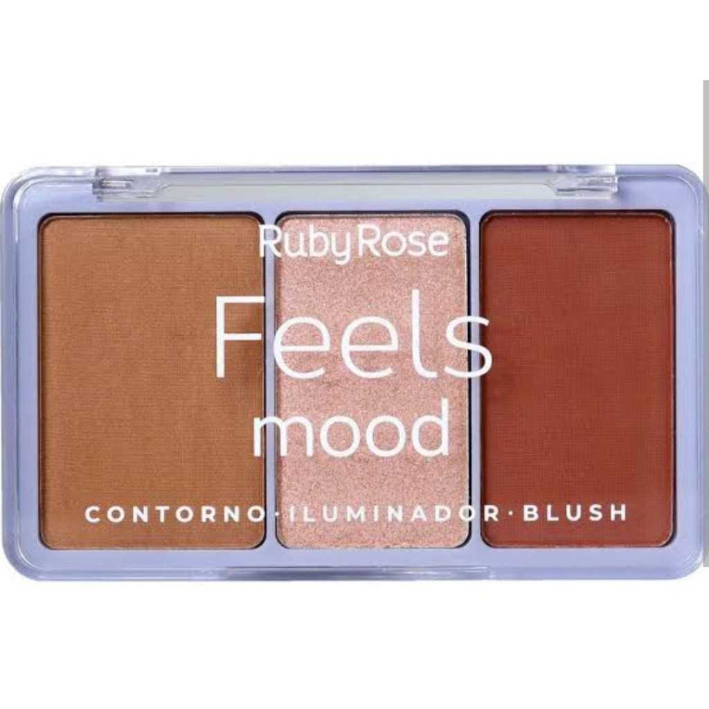 Paleta Trio Contorno Iluminador Blush Feels Mood Ruby Rose | Shopee Brasil