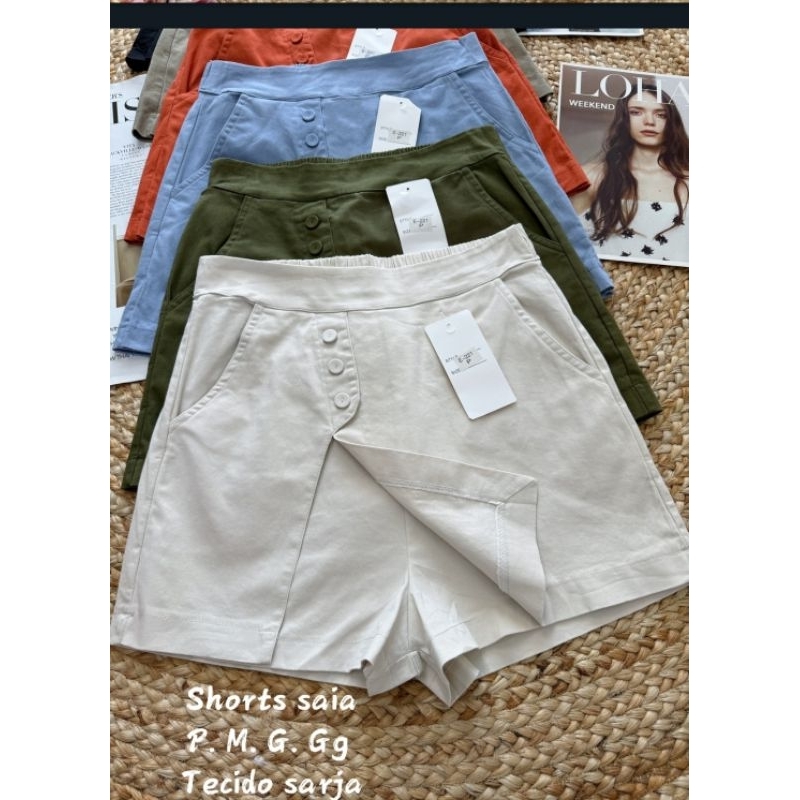 Short saia branco gelo com elastano. | Shopee Brasil