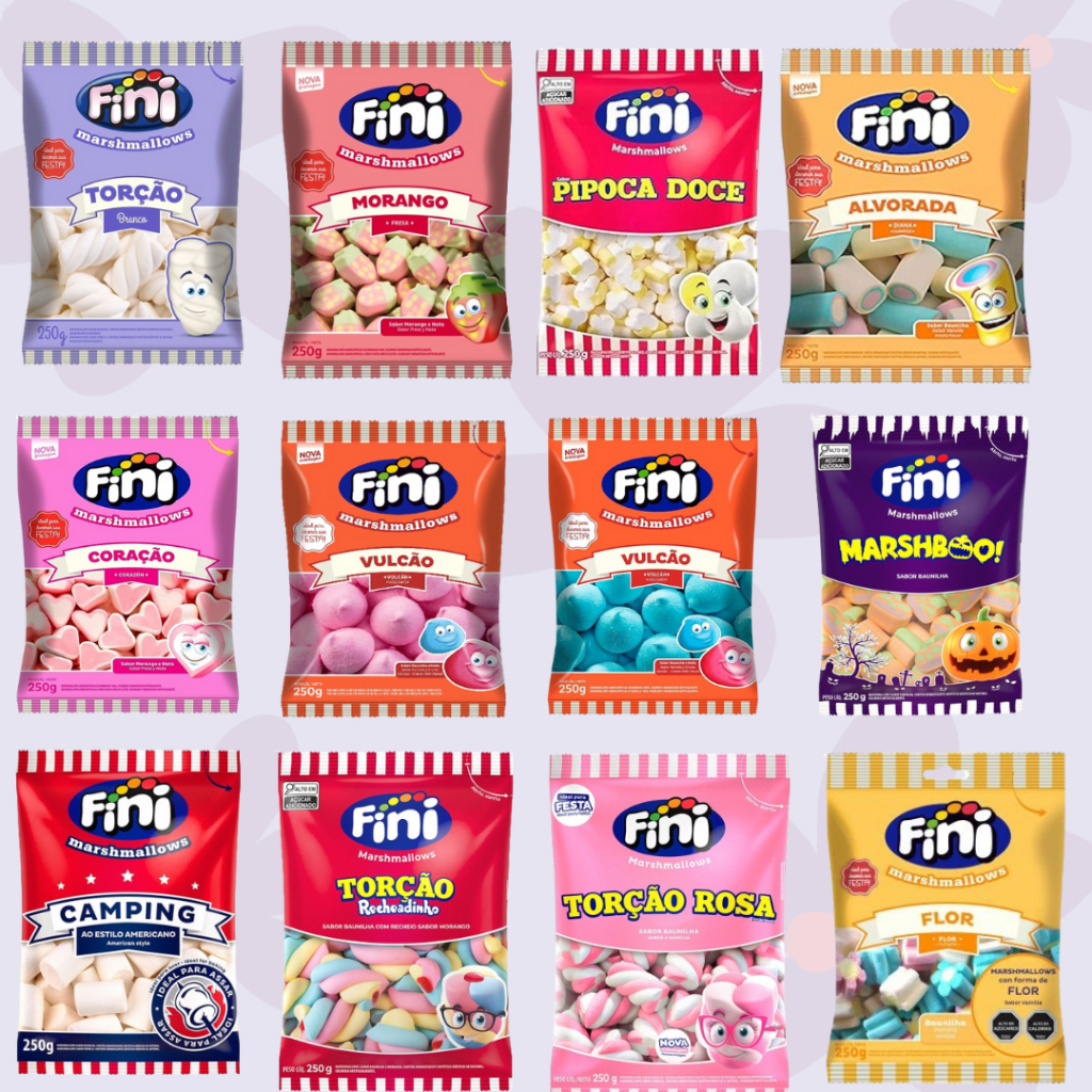 Pacote Marshmallow Fini 250g - Sabores Váriados | Shopee Brasil