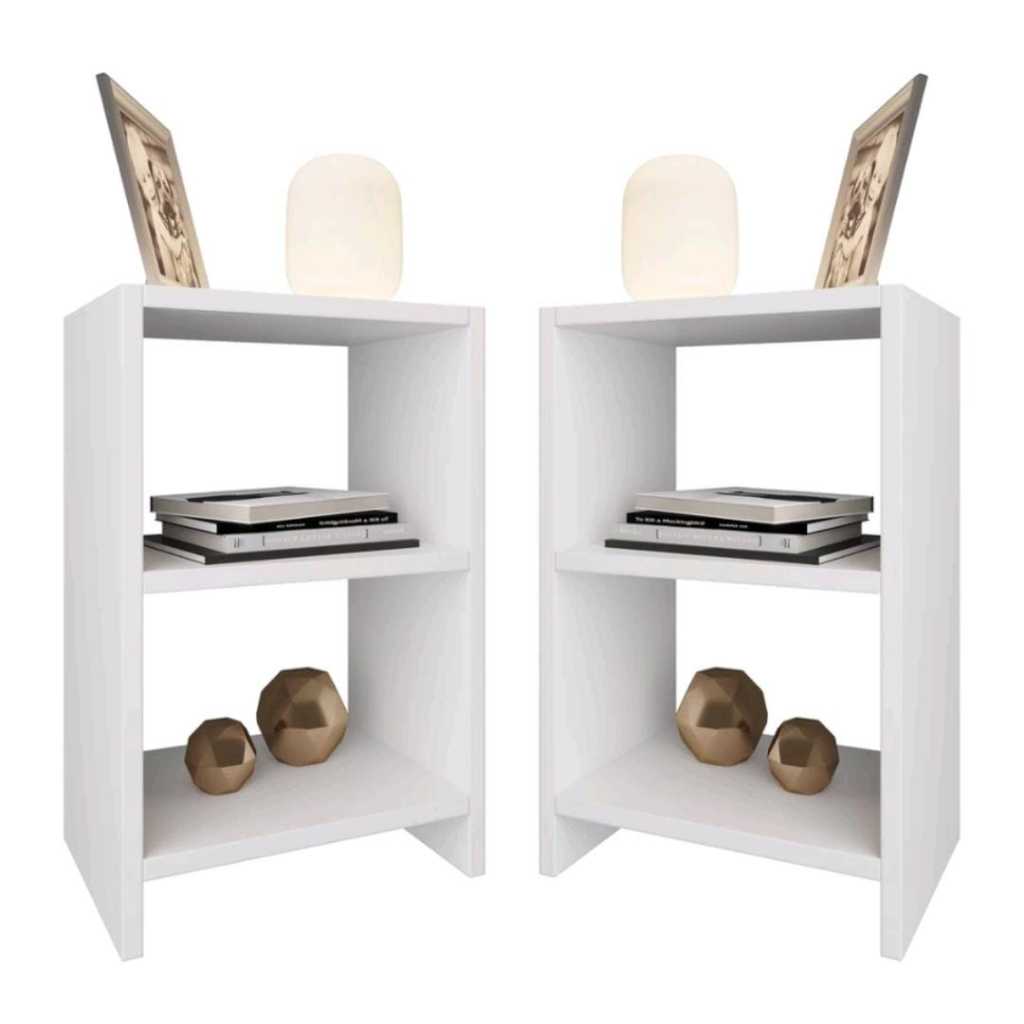 kit 2 Mesinhas de Cabeceira Nicho já MONTADAS 100% MDF cor Branca ...