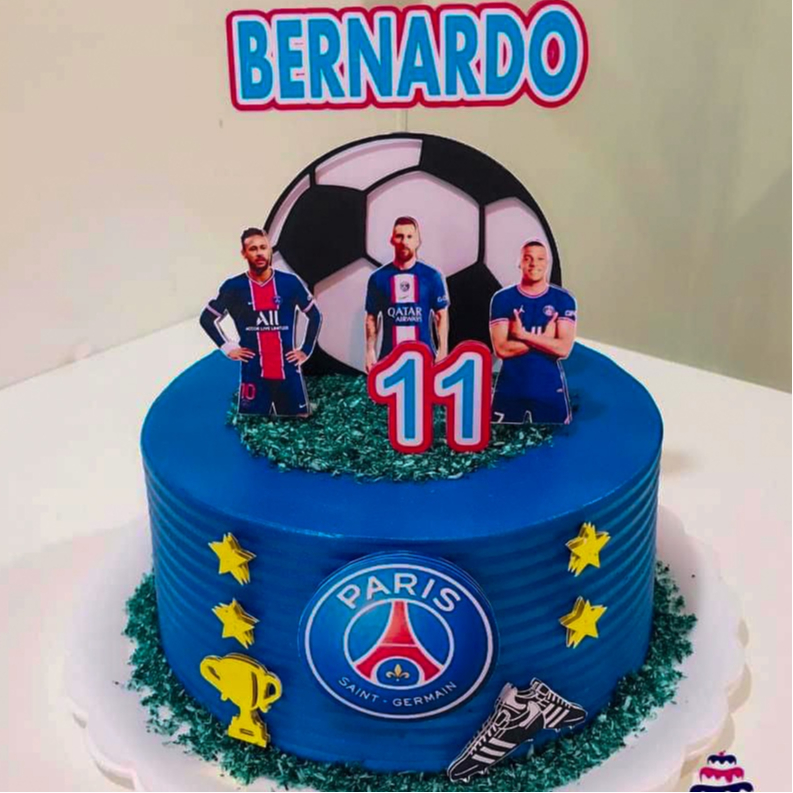TOPO DE BOLO PSG, PERSONALIZADO COM NOME E IDADE. | Shopee Brasil