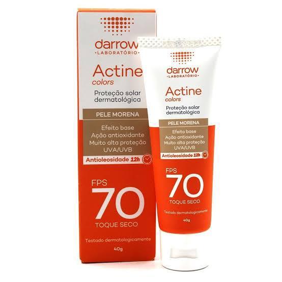 Protetor Solar Facial Actine Colors Toque Seco Pele Morena FPS70 40g ...