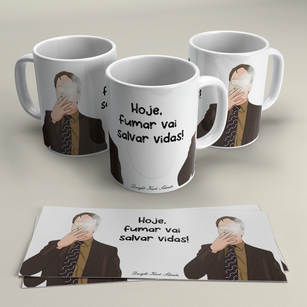 Caneca Xícara porcelana branca The office Série Dwight Kevin Michael ...