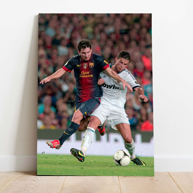 Quadro Messi vs Cristiano Ronaldo em MDF 20x29cm | Shopee Brasil