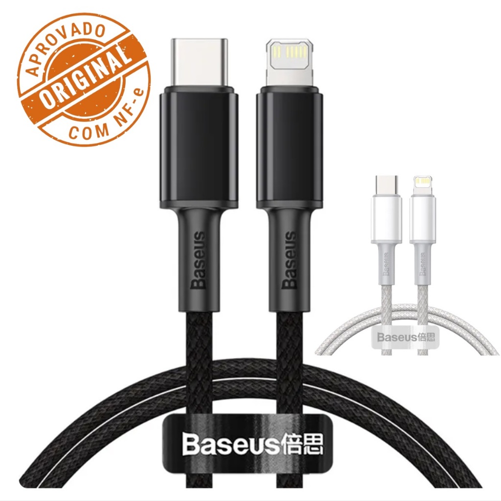 Cabo Type C Lightning USB Baseus Original NF-e Compatível iPhone 14 13 ...