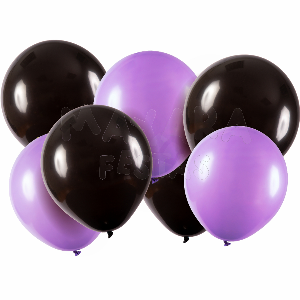 Balão - Bexiga Lilás c/ Preto Pacote - 50 unidades sortidos | Shopee Brasil