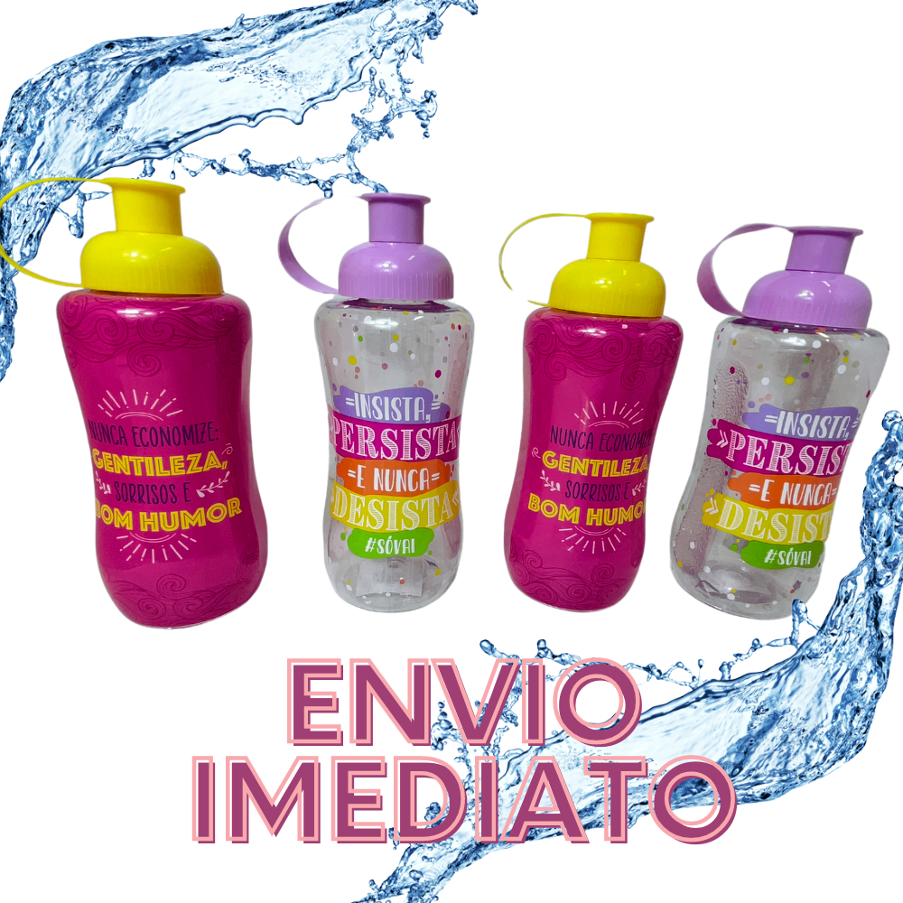 Garrafa de Água Suco Plástica Squeeze Academia Esporte Garrafinha Colorida Frases Humor 600ml ...