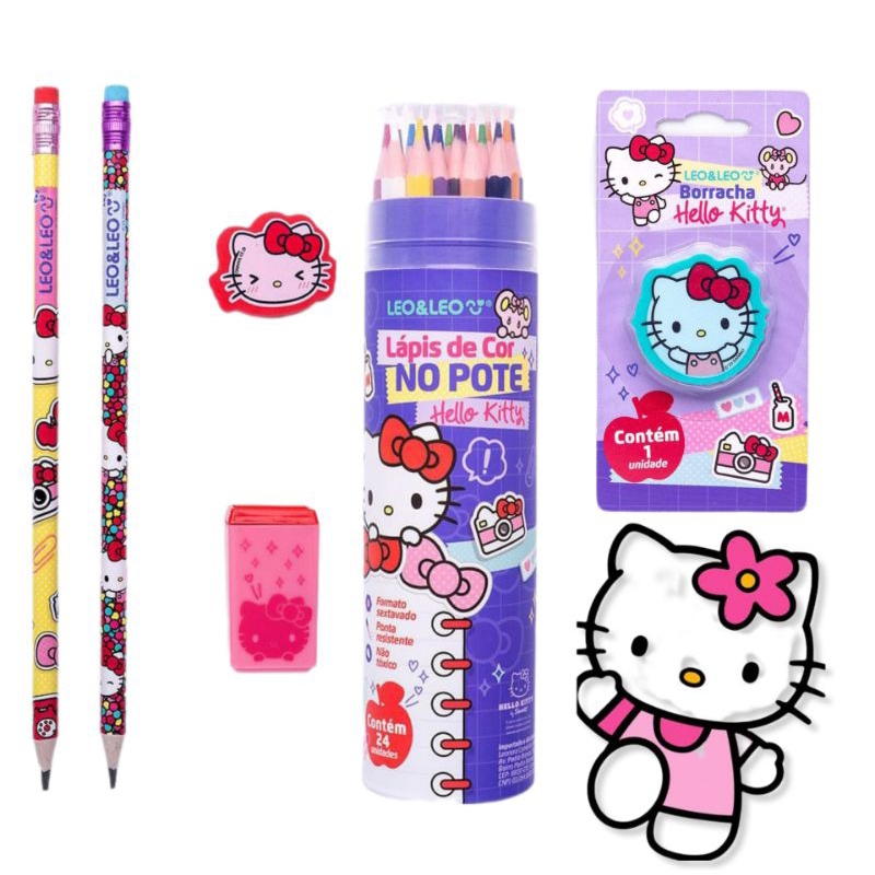 kit Escolar Hello kitty com 6 itens Leoeleo. | Shopee Brasil