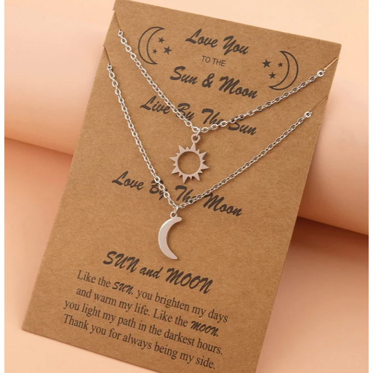 Kit colar/ colar sol e lua/ colar casal/ colar amizade | Shopee Brasil