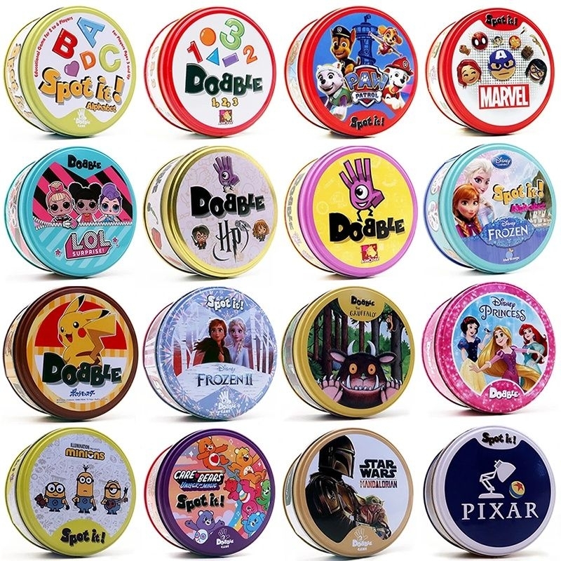 Jogo Dobble/Spot It com Caixa de Metal, Jogo de Tabuleiro, Cartas ...