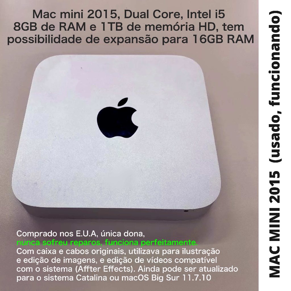 Mac Mini 2015 8gb Ram, Dual Core, i5, 1TB de Memória Hd Cinza Espacial ...