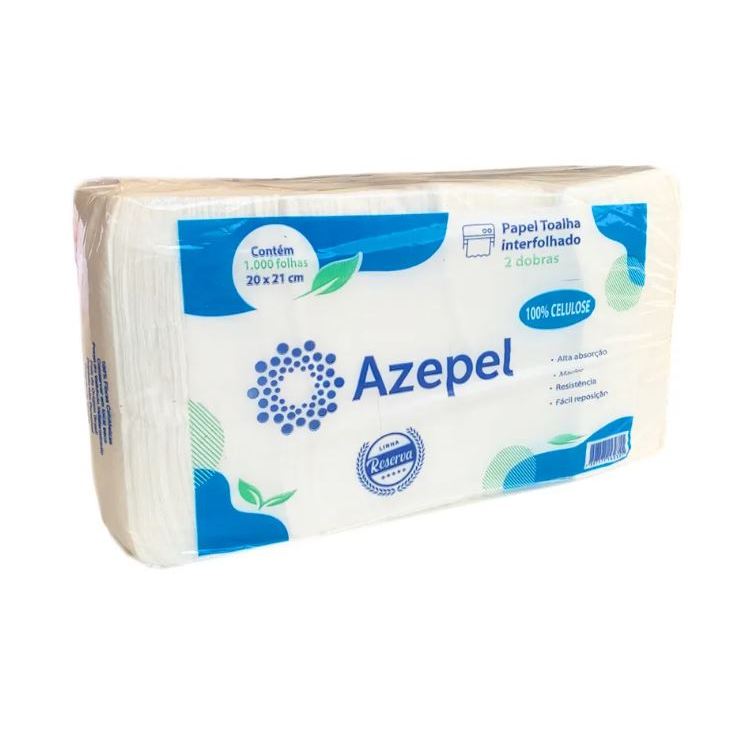 Papel Interfolhado 2 dobras Azepel 100% Celulose - com 1000 folhas ...