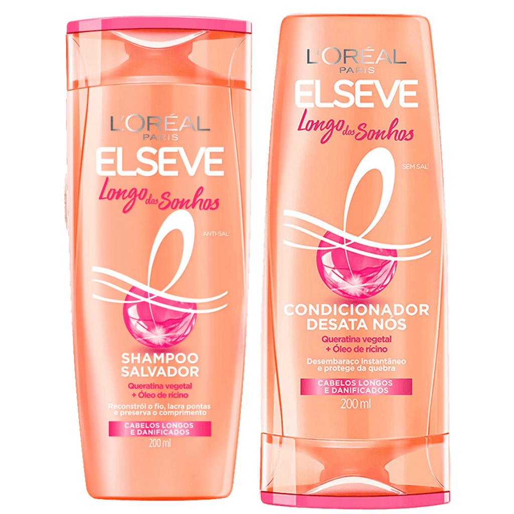 Kit Longo Dos Sonhos Shampoo + Condicionador 200ml Elseve Queratina ...