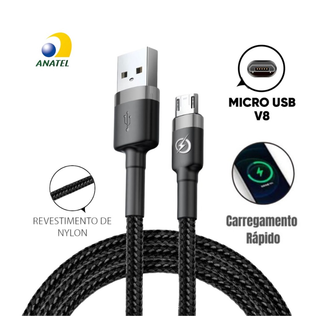 Cabo V8/Micro USB Turbo Resistente Xaea Original Hulk | Shopee Brasil