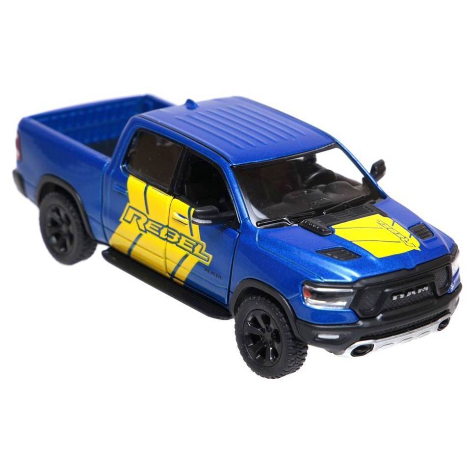 Miniatura Dodge RAM 1500 2019 Rebel Kinsmart 1/46 Metal e Fricção Azul ...