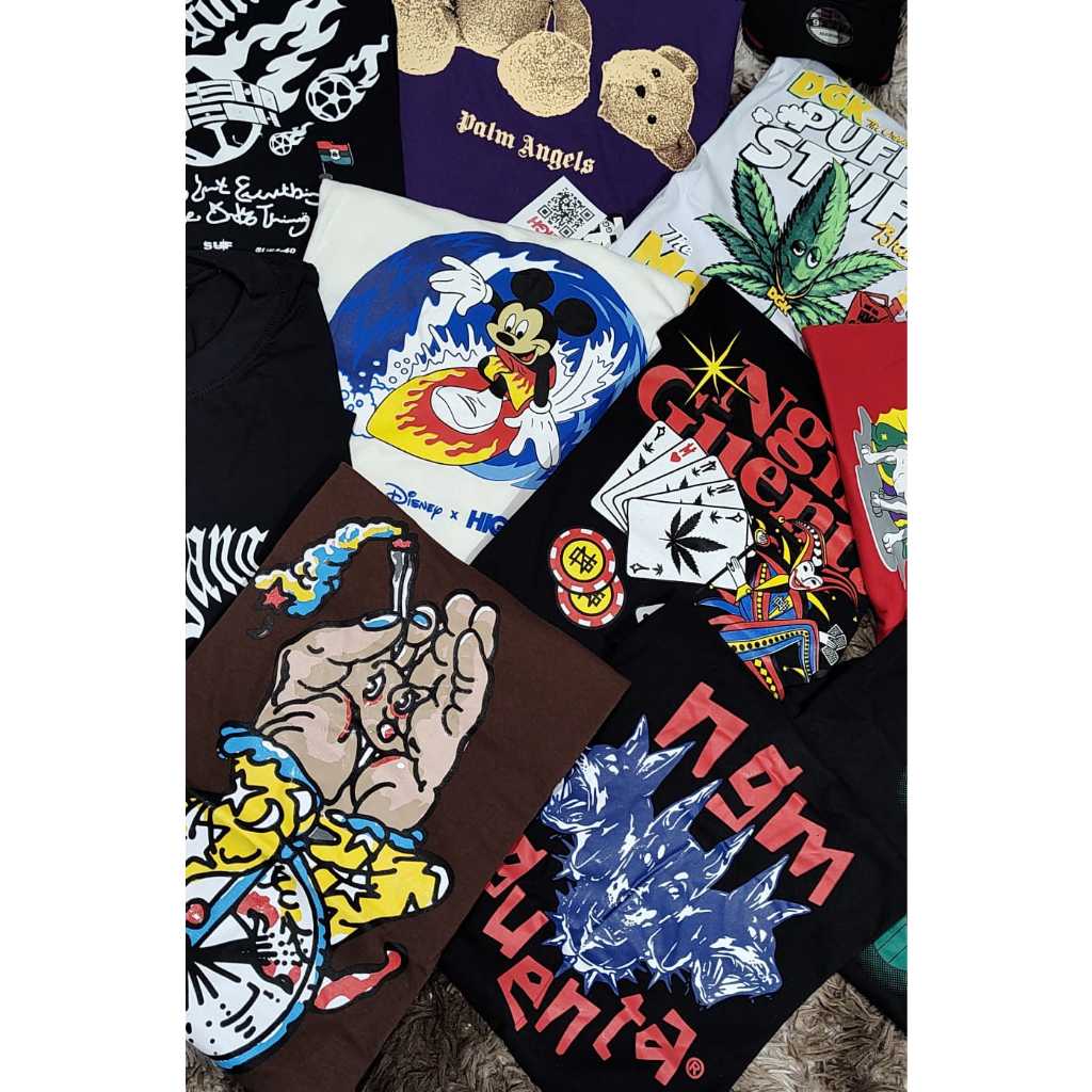 Kit com 10 camisetas streetwear oversized estampas variadas | Shopee Brasil