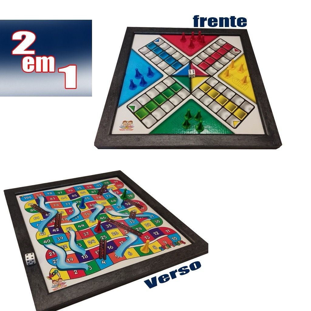 Jogo Educativo Tabuleiro Ludo E Sobe Desce Pequeno 24cm x24cm (Dutati ...