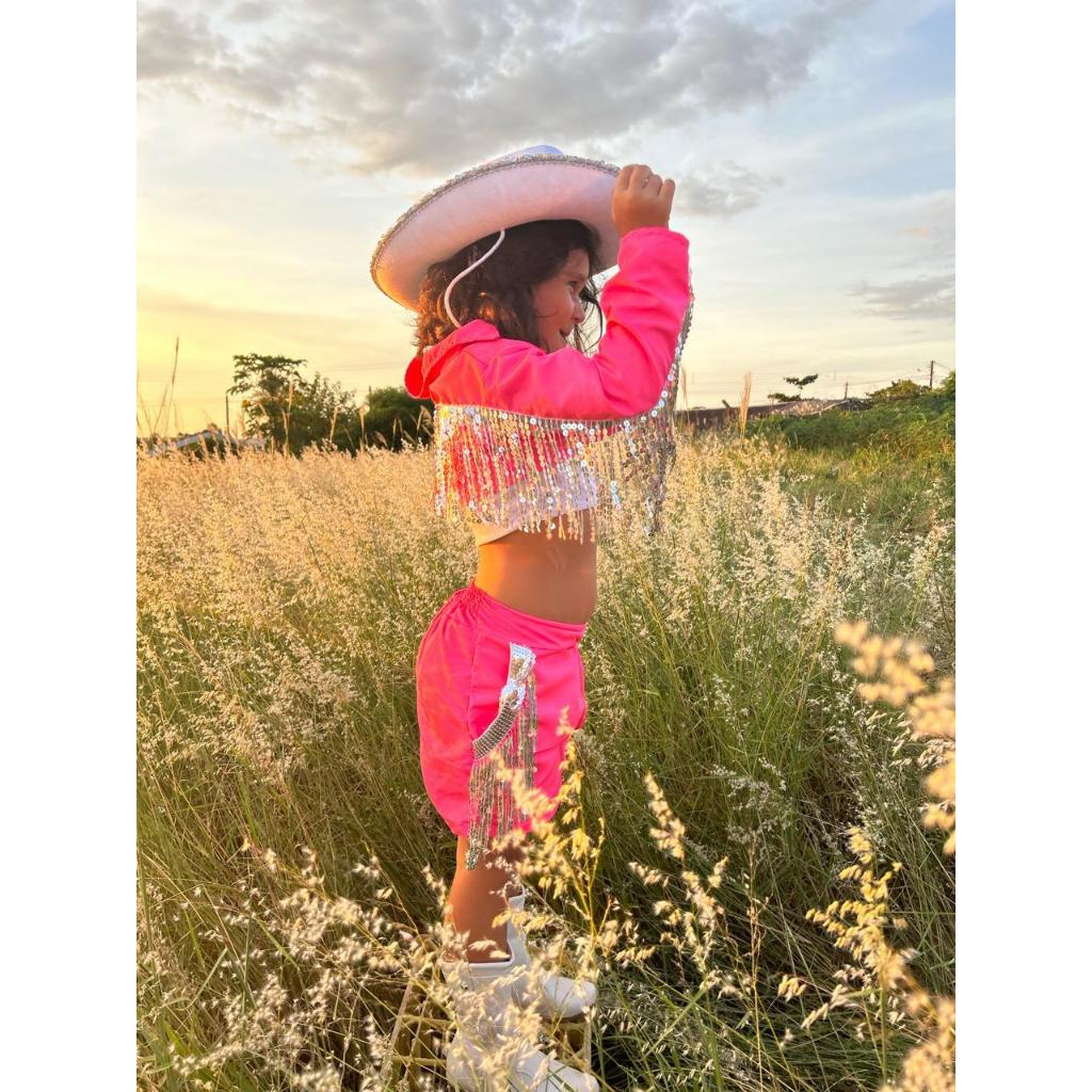 Conjunto Infantil Menina-Ana Castela "Rosa-Paetê" Blogueira-Country-Com ...