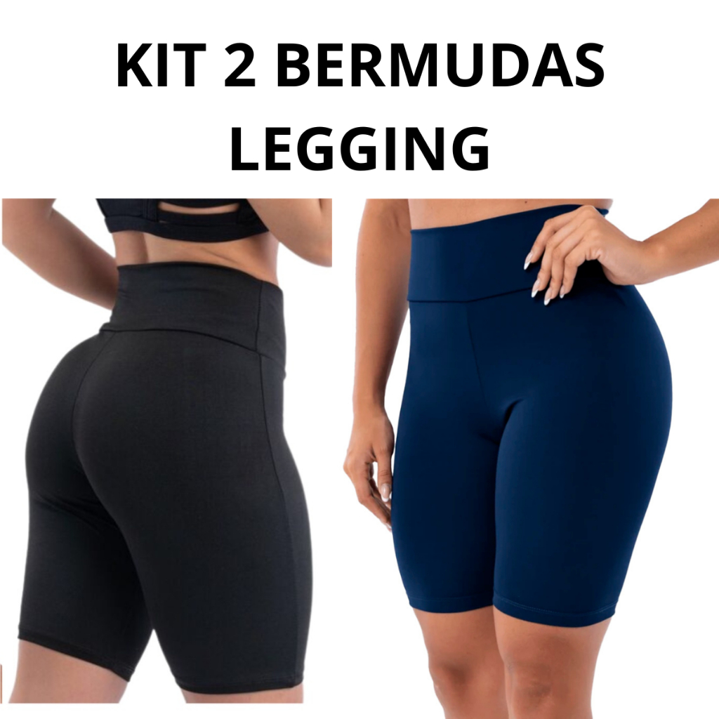 kit 2 Bermudas Legging Academia Suplex | Shopee Brasil