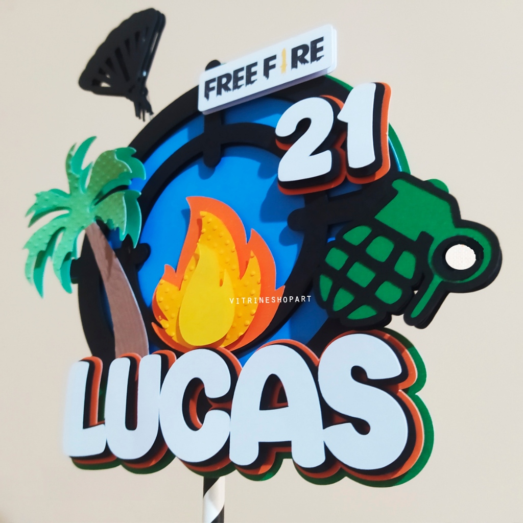 Topo de Bolo Gamer Topper de Bolo Free Fire Topo Video Game Enfeite de ...