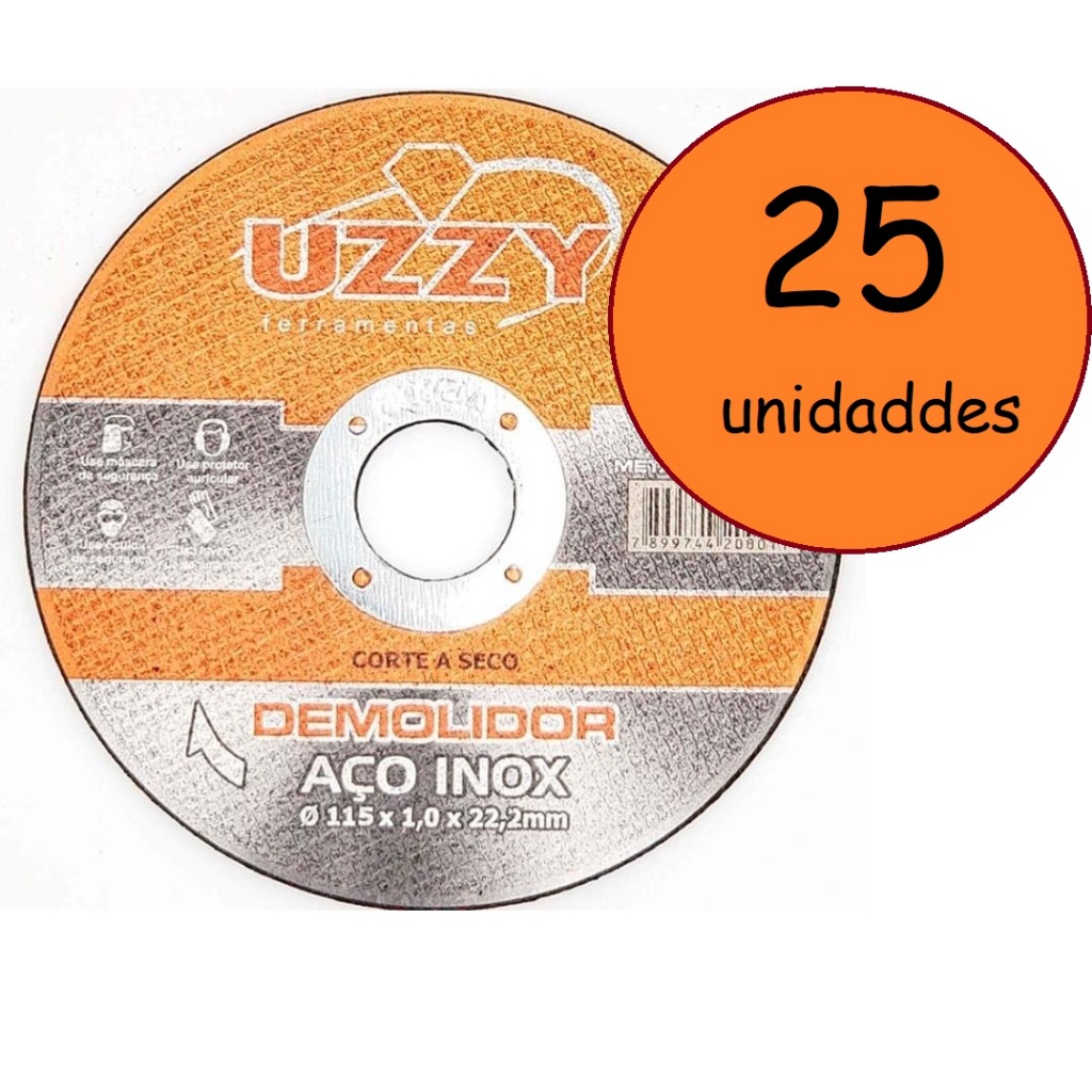 25 Disco de corte inox aço 115 x 1,0 x 22,2 - UZZY - Original - corte ...
