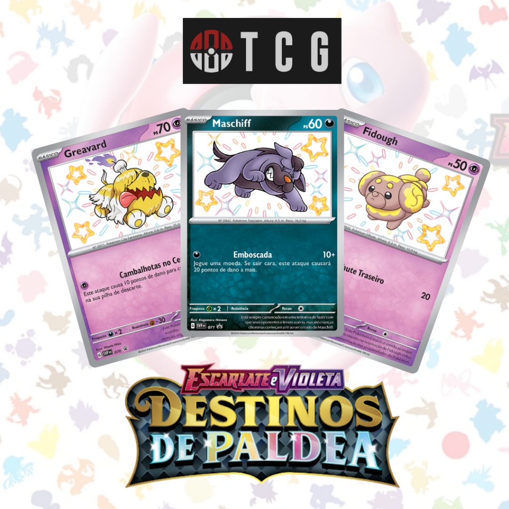Cartas Promo Greavard, Maschiff e Fidough Shiny - Pokémon TCG Original ...