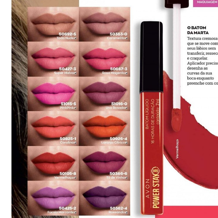 Batom Liquido Matte Avon de Longa Duração Power Stay 16 horas | Shopee ...