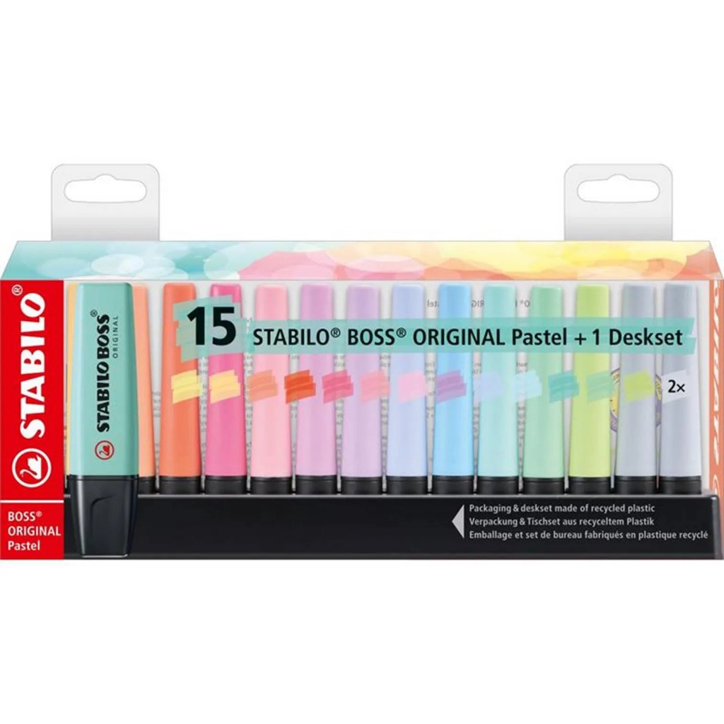 STABILO BOSS ORIGINAL Pastel + 1 Suporte - 15x marca-textos | Shopee Brasil