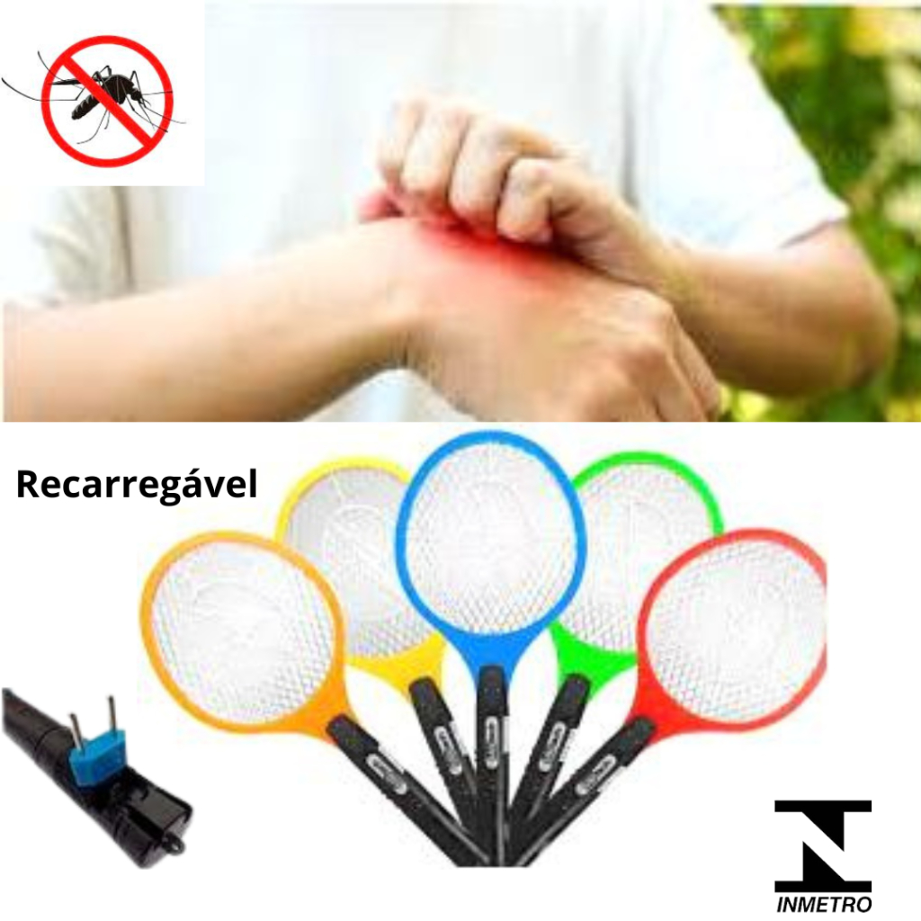 Raquete Elétrica Mata Mosquito Pernilongo Muriçoca Borrachudo Mosca ...