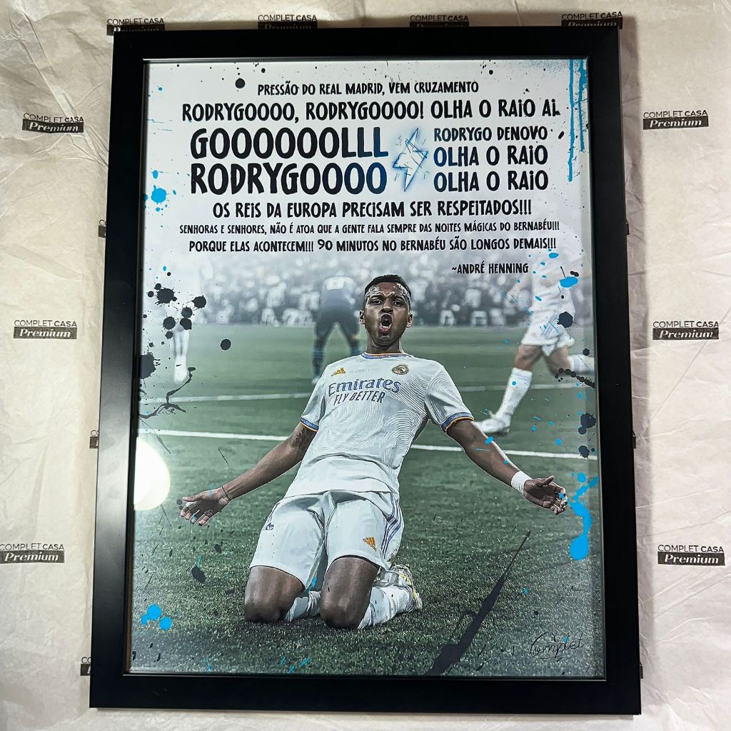 Quadro Rodrygo Raio Narração Histórica Gol x Manchster City Moldura e ...