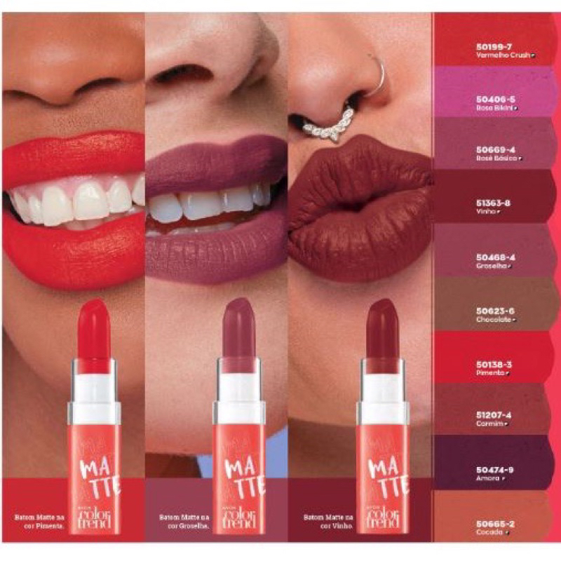 Batom Kiss Matte FPS 15 com 3,6 g Color Trend da Avon | Shopee Brasil