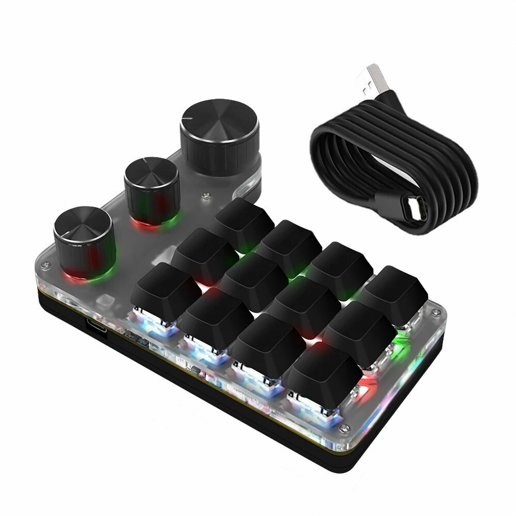 Macropad RGB 12 Teclas Programáveis + 3 Knobs: Teclado Mecânico ...